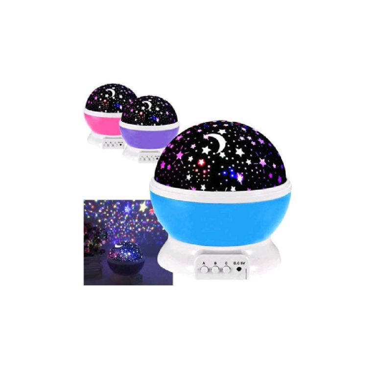 LUZ VELADOR PROYECTOR DE ESTRELLAS GIRATORIA A PILA Y USB 14CM ...