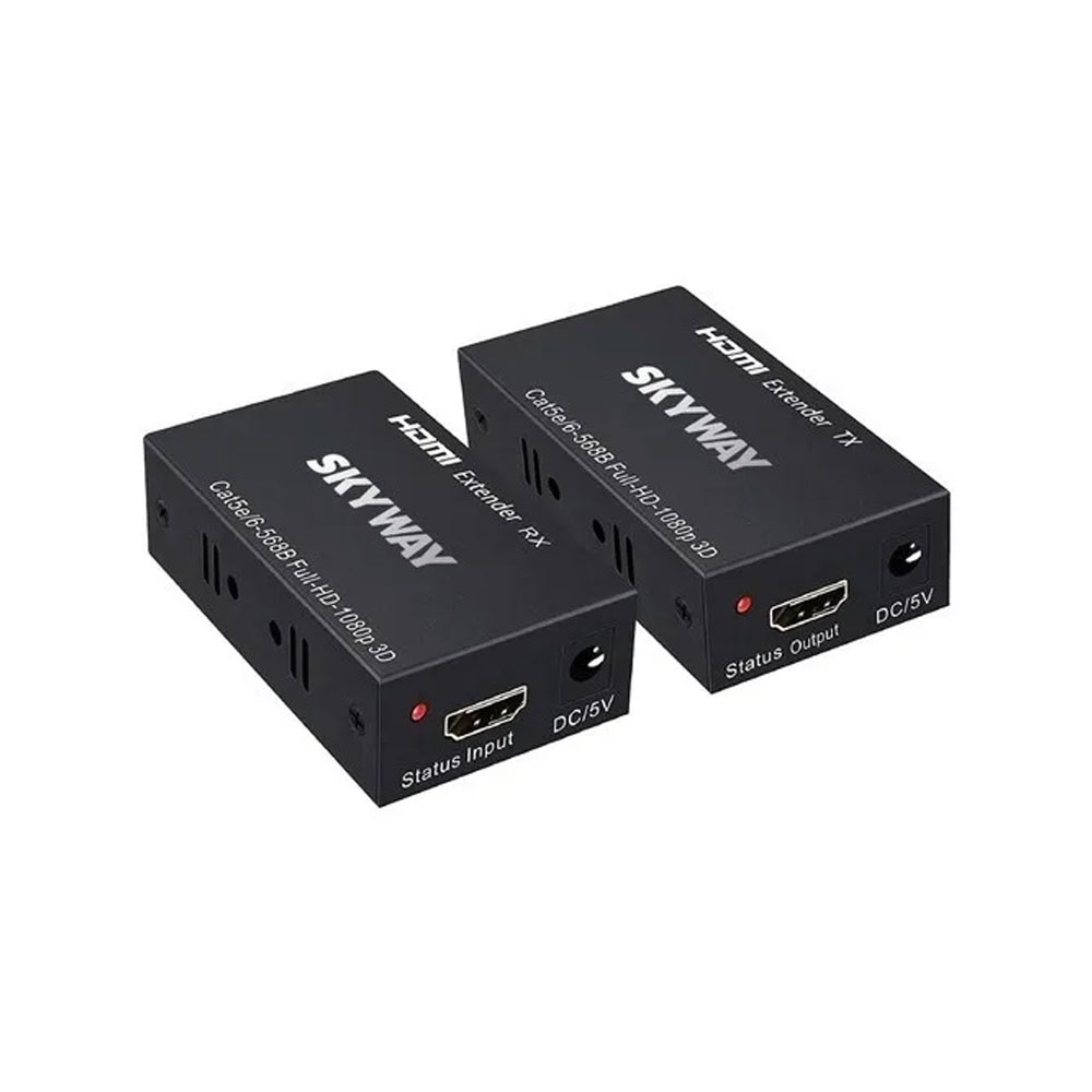 EXTENSOR HDMI POR UTP 60 MTS VIA CABLE DE RED CAT5E SKYWAY CON FUENTE ...