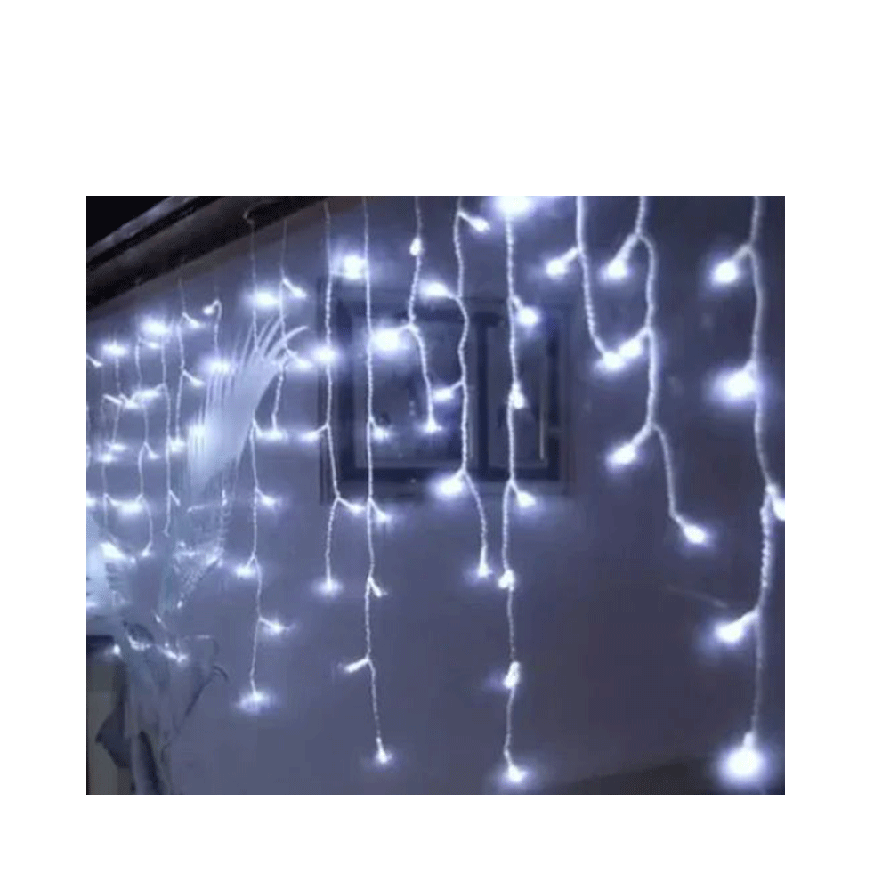 LUZ LED NAVIDEÑA CORTINA LLUVIA BLANCA 100 LEDS 3.50MTS HORIZONTAL ...